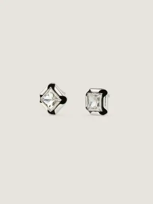 Givenchy Crystal Stud Earrings - Ancient Silver