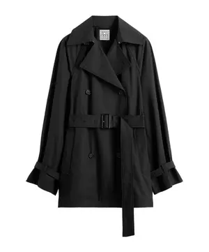 TOTEME Double-breasted Belted Trench Coat - Washedblack