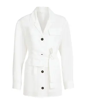 Brunello Cucinelli Belted Pocket Jacket - White