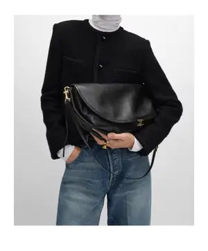 Celine Halfmoon Soft Triomphe Bag In Supple Shiny Lambskin - Black