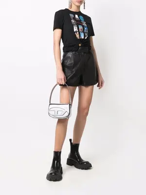 DIESEL® 1dr Logo Plaque Shoulder Bag - White