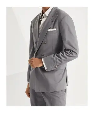Brunello Cucinelli Gabardine Cotton-cashmere Blazer - Grey
