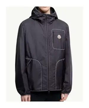 Moncler Terche Hooded Windbreaker With Logo Patch