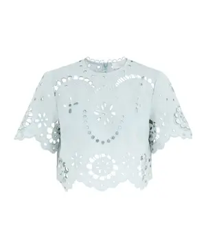 Zimmermann Short Sleeve Embroidered Bodice