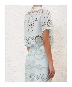 Zimmermann Short Sleeve Embroidered Bodice