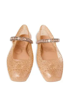 JIMMY CHOO Round Toe Flat With Embellished Strap