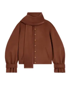 Celine Wool Cloth Jacket With Detachable Scarf