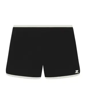 COURREGES Contrast Trim Knit Mini Shorts - Black