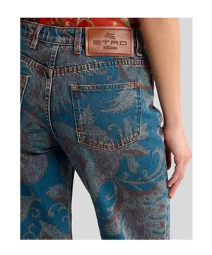 Etro Flared Jeans With Floral Motif - Blue