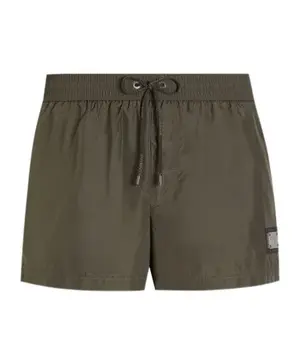 Dolce & Gabbana Dolce & Gabbana Logo Plaque Swim Shorts Brown