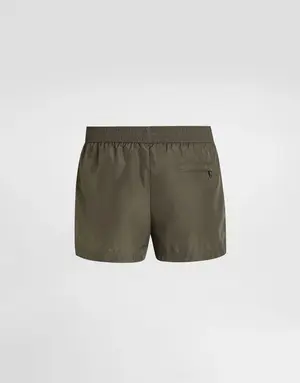 Dolce & Gabbana Logo Plaque Swim Shorts - Brown