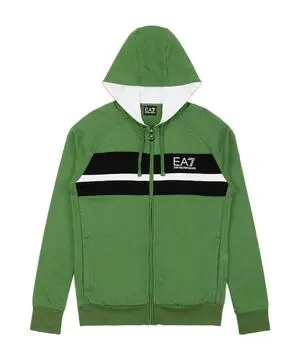 EA7 Hooded Zip-up Jacket With Logo Detail - Green