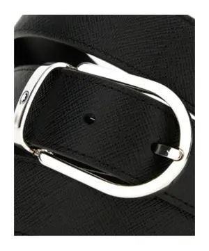 Montblanc Horseshoe Buckle Double-sided Leather Belt - Black