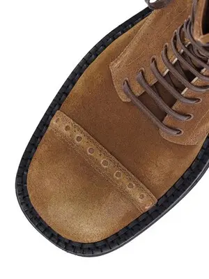 Miu Miu Lace-up Square Toe Boots - Brown