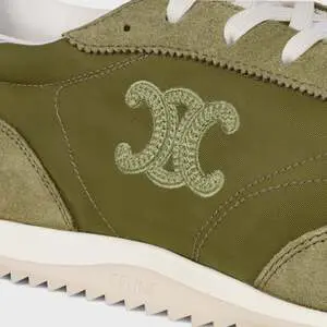 Celine Nylon, Suede Calfskin And Calfskin Racer Sneakers - Olive