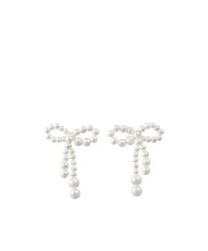 Sophie Bille Brahe Bow-shaped Pearl Earrings - White