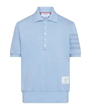 Thom Browne Ottoman 4-bar Logo Patch Polo Shirt - Light Blue
