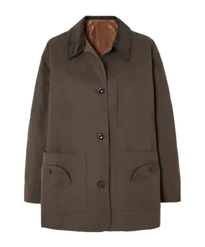 BLAZÉ MILANO Corduroy-collar Cotton Gabardine Coat - Brown