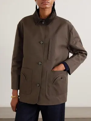 BLAZÉ MILANO Corduroy-collar Cotton Gabardine Coat - Brown