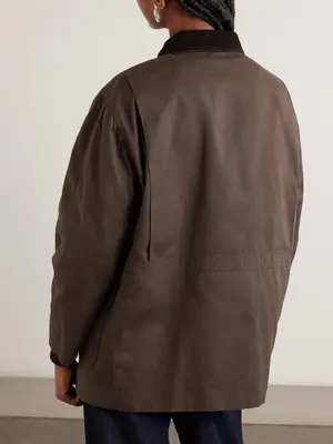 BLAZÉ MILANO Corduroy-collar Cotton Gabardine Coat - Brown