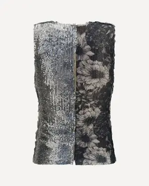 MAISON MARGIELA Sleeveless Sequined Top - Grey