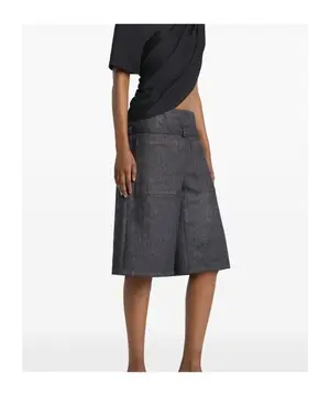 COURREGES Belted Denim Paneled Shorts - Black