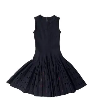 Alaïa Sleeveless Boatneck Knit Dress With Cut-out Detailing - Navy