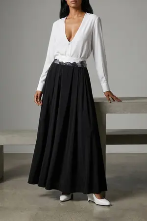 MAISON MARGIELA Pleated Skirt With Lace Trim