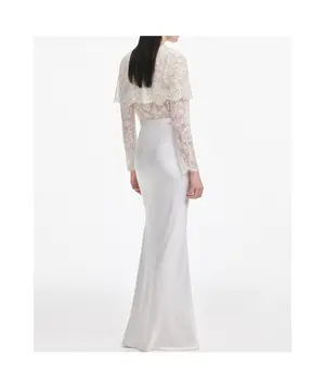 SELF-PORTRAIT Lace-panel Satin Maxi Dress