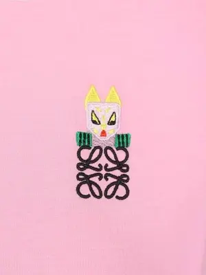 Loewe Regular Fit T-shirt With Futuristic Cat Embroidery