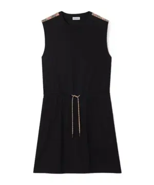 Burberry Sleeveless Jersey Dress With Check Trim And Equestrian Embroidery
