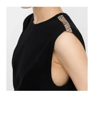 Burberry Sleeveless Jersey Dress With Check Trim And Equestrian Embroidery