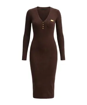Elisabetta Franchi Micro-braided V-neck Midi Dress