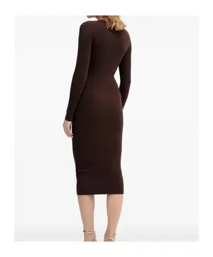 Elisabetta Franchi Micro-braided V-neck Midi Dress