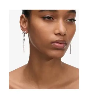 SELF-PORTRAIT Crystal Bow Drop Earrings - Silver