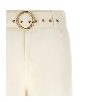 TWINSET Belted Wide-leg Jeans - White