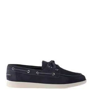 Prada Allacciate Suede Boat Shoe - Navy Blue