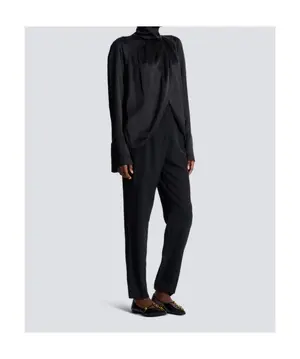 Balmain Draped Silk Blouse - Black