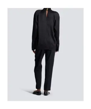 Balmain Draped Silk Blouse - Black