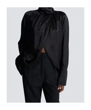 Balmain Draped Silk Blouse - Black