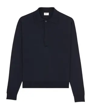 Saint Laurent Button Detailed Ribbed-knit Polo Shirt - Black
