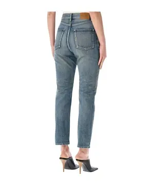 Saint Laurent 90's High-rise Cropped Slim Jeans - Medium Blue