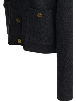 TOTEME Hammered Button Cardigan With Patch Pockets - Black