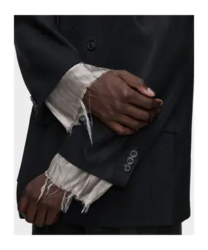 MAISON MARGIELA Shiny Double-breasted Blazer - Black