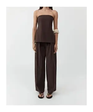 ST. AGNI Strapless Top With Back Tie Detail - Black