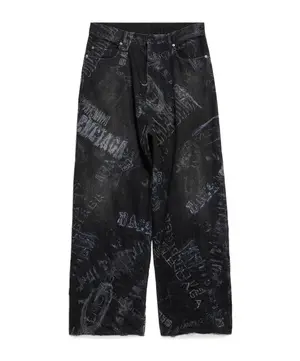 Balenciaga Baggy Jeans With All-over Logo Print