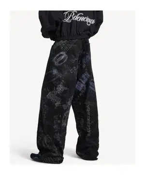 Balenciaga Baggy Jeans With All-over Logo Print