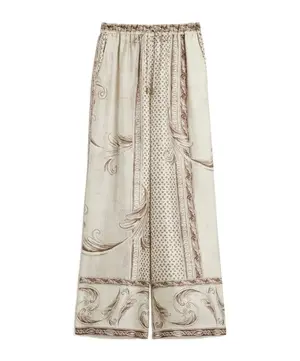 Max Mara Max Mara Palude Pattern-Printed Wide-Leg Trousers Nude