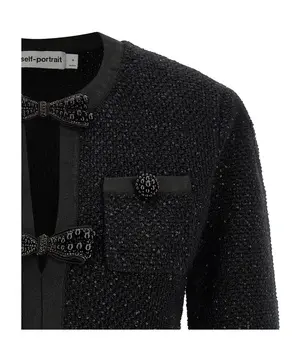 SELF-PORTRAIT Sequin Embellished Bow Knit Mini Dress