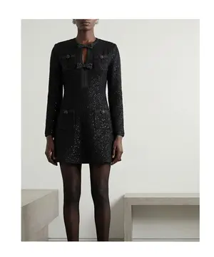 SELF-PORTRAIT Sequin Embellished Bow Knit Mini Dress